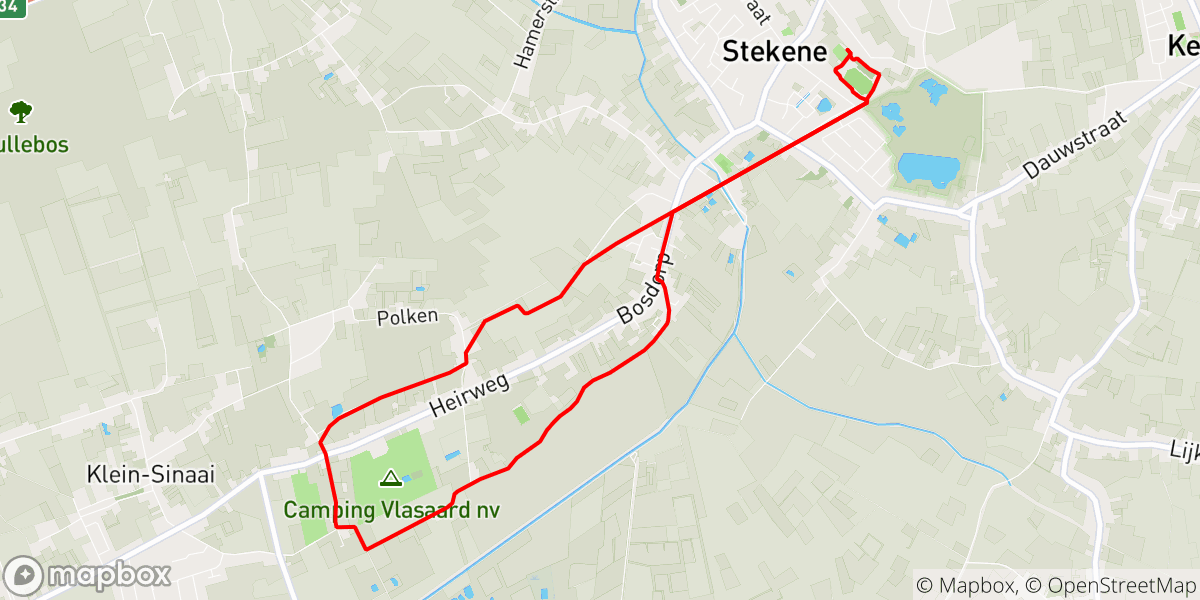 Loopomloop Stekene - blauw. 10km en 0D+ hoogtemeters in Stekene